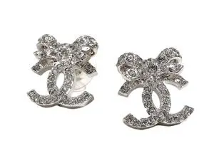 Chanel Bow Tie Cc Logo Earrings