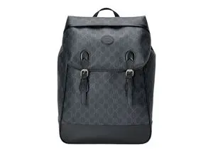 Gucci Gg Supreme Canvas Medium Backpack - Black/grey