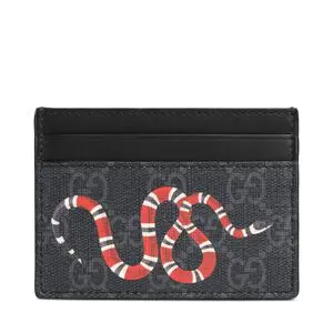 Gucci Card Case Gg Supreme Kingsnake Print - Black/grey