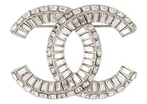Chanel Strass Cc Brooch - Silver