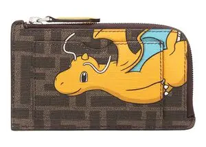 Fendi X Frgmt X Pokemon Ff Fabric Card Holder Card Case - Brown