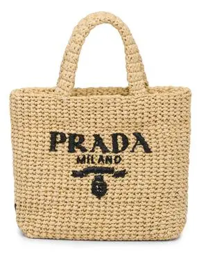 Prada Small Raffia Tote Bag