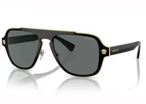 Versace Polarised Medusa Charm Aviator Sunglasses - Dark Grey/black (ve2199 56)