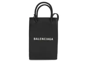 Balenciaga Shopping Phone Holder Bag - Black