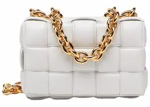 Bottega Veneta Chain Cassette Intreccio Shoulder Bag - Chalk