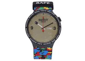SWATCH X Bape Black Camo Watch - Plastic