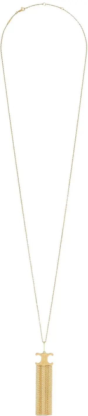 Celine Triomphe Folk Fringe Long Necklace - Gold