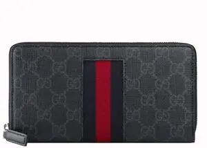 Gucci Zip Around Wallet Gg Supreme Webin - Black/grey