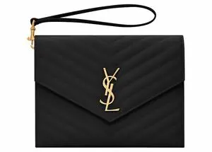 Saint Laurent Cassandre Matelasse Flap Pouch - Black