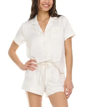 Flora Nikrooz Pearl Notch Collar Short Pajama Set - Ivory