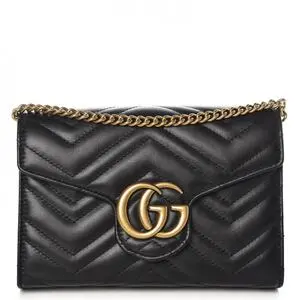 Gucci Gg Marmont Wallet On Chain Matelasse - Black