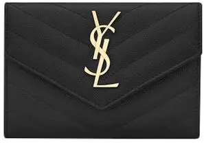 Saint Laurent Envelope Wallet Matelasse Grain De Poudre Small - Black