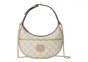 Gucci Mini Gg Supreme Halfmoon Bag - Beige/white