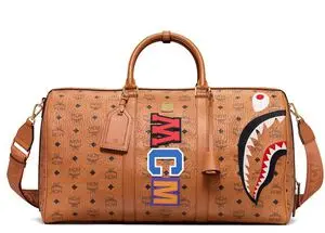 Mcm X Bape Shark Weekender Visetos - Cognac