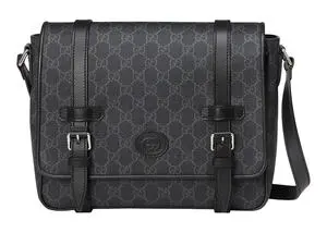 Gucci Gg Supreme Canvas Messenger Bag - Black/grey