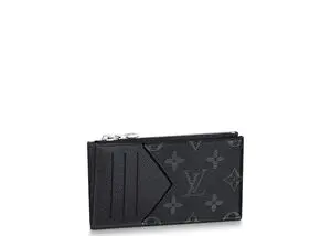 LOUIS VUITTON Coin Card Holder Monogram Eclipse Taiga - Black