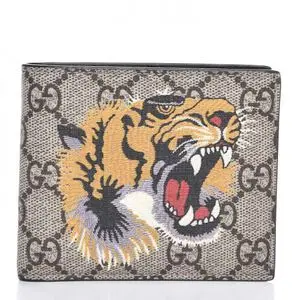 Gucci Bifold Wallet Gg Supreme Tiger - Beige