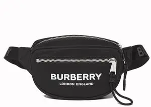Burberry Cannon Bum Bag Logo Print Econyl Small - Black