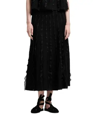 Emporio Armani A-line Midi Skirt With Ruffle Detail - Black