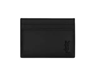 Saint Laurent Tiny Cassandre Card Case Black Logo - Matte Black