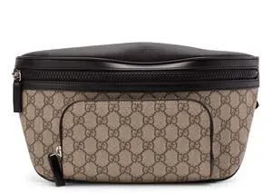 Gucci Front Pocket Belt Bag Gg Supreme - Black/beige