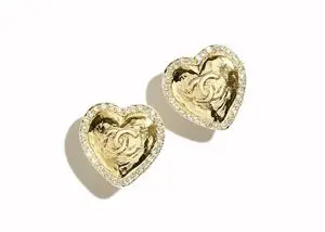 Chanel Puces D'oreilles Stud Earrings - Gold/crystal (abd072 B16157 Nw375)