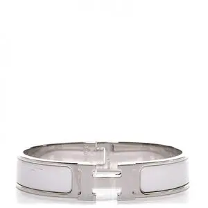 Hermès Bracelet Narrow Clic Clac H Enamel Pm - Blanc White