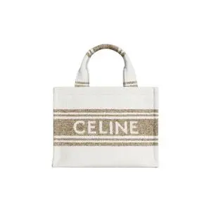 Celine Small Cabas Striped Textile Tote Bag