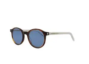 Saint Laurent Round Oval Sunglasses - Havana/crystal/blue (sl521rim