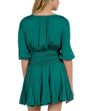 Elan Elbow Sleeve Smocked Mini Dress