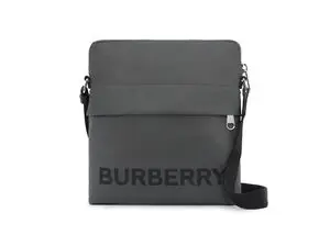Burberry Logo Print Nylon Crossbody Bag - Charcoal Gray