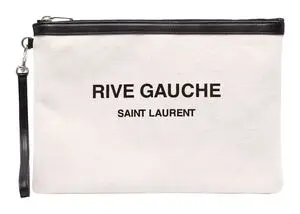 Saint Laurent Rive Gauche Zipped Pouch - Off White/black