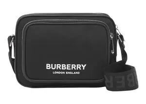 Burberry Logo Print Nylon Crossbody Bag - Black