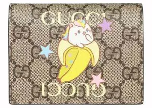 Gucci Rainbow And Stars Banana Print Card Case - Beige