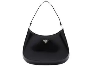 Prada Cleo Brushed Leather Shoulder Bag - Black