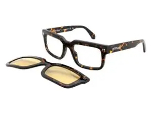 Off-White Havana Yellow Clip-on Eyeglasses - Havana Yellow Polarized (oeri130s24pla0016018/fr)