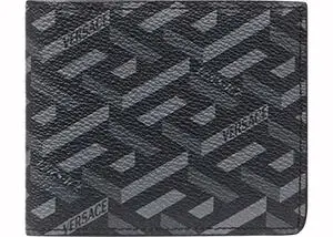 Versace La Greca Signature Wallet - Black/grey