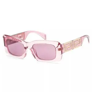 Versace Rectangle Full Rim Sunglasses - Transparent Pink/violet Internal Mirror (ve4444u/5355ak)