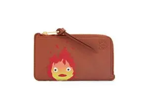 Loewe X Howls Calcifer Coin Cardholder In Classic Calfskin - Rust