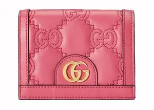 Gucci Gg Matelasse Card Case Wallet - Pink