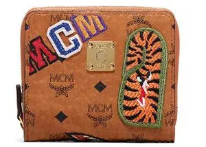 Mcm X Bape Shark Zip Wallet Visetos Mini - Cognac