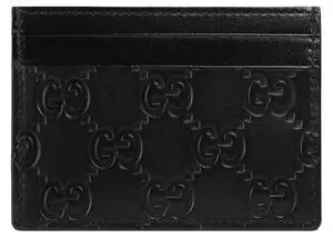 Gucci Signature Leather Card Holder Gg - Black