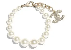 Chanel Interlocking Charm Bracelet - Gold/white/crystal