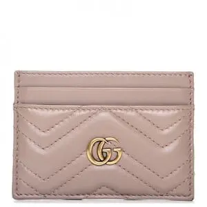 Gucci Gg Marmont Card Case Matelasse - Dusty Pink