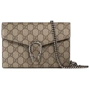 Gucci Dionysus Chain Wallet Gg Supreme - Beige/ebony