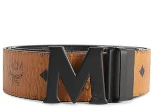 Mcm Claus Reversible Belt - Cognac