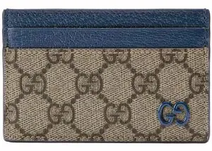 Gucci Gg Supreme Card Holder - Blue/beige