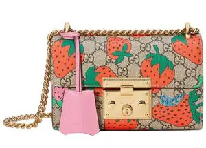Gucci Padlock Shoulder Bag Gg Strawberry