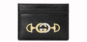 Gucci Zumi Card Case Grainy Leather - Black