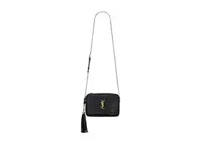 Saint Laurent Lou Camera Bag In Crocodile-embossed Shiny Leather - Black